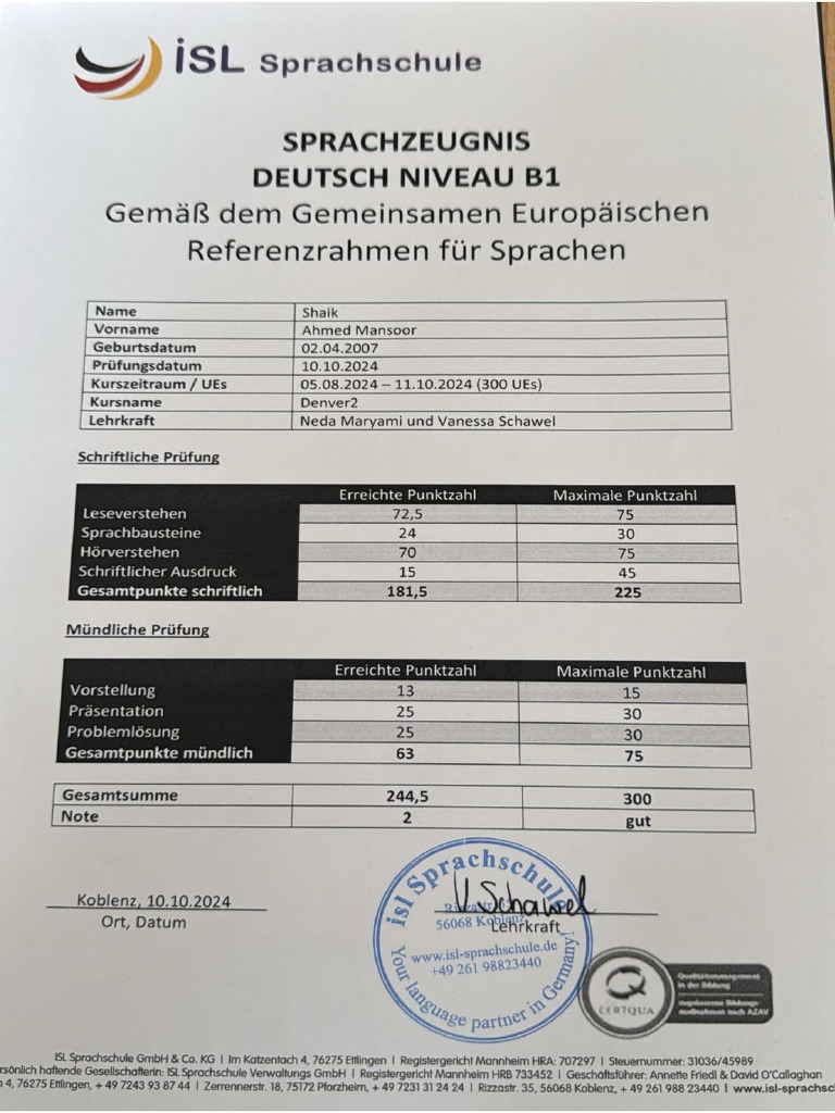 B1 Zertifikat | PDF
