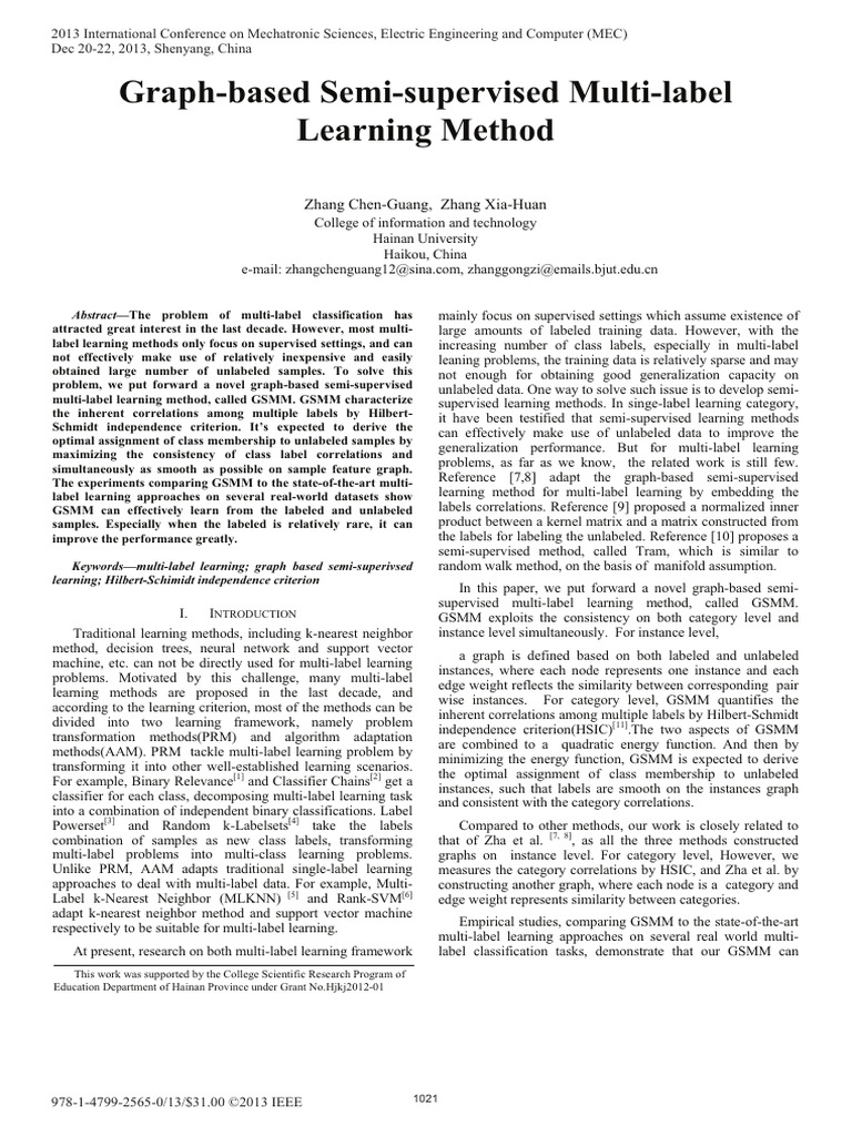 Graph-based Semi-supervised Multi-label Learning Method | PDF | Applied ... Graph-based Semi-supervised Multi-label Learning Method | PDF | Applied ...