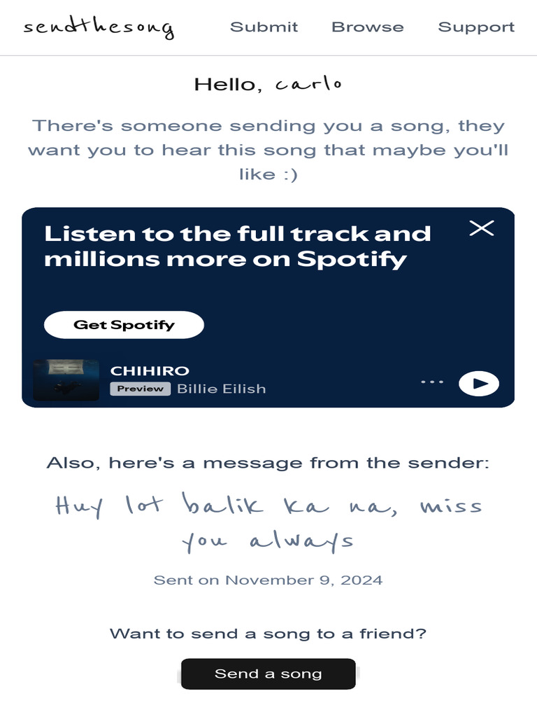 SendTheSong - Express Your Feelings Through Music Musical Messages | PDF