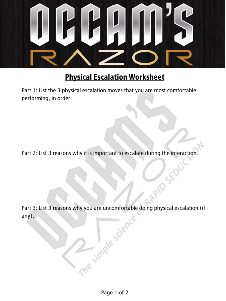 Physical Escalation Worksheet | PDF