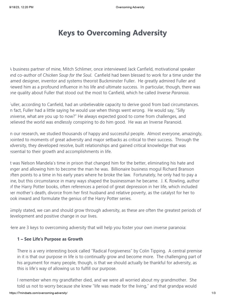 Overcoming Adversity | PDF