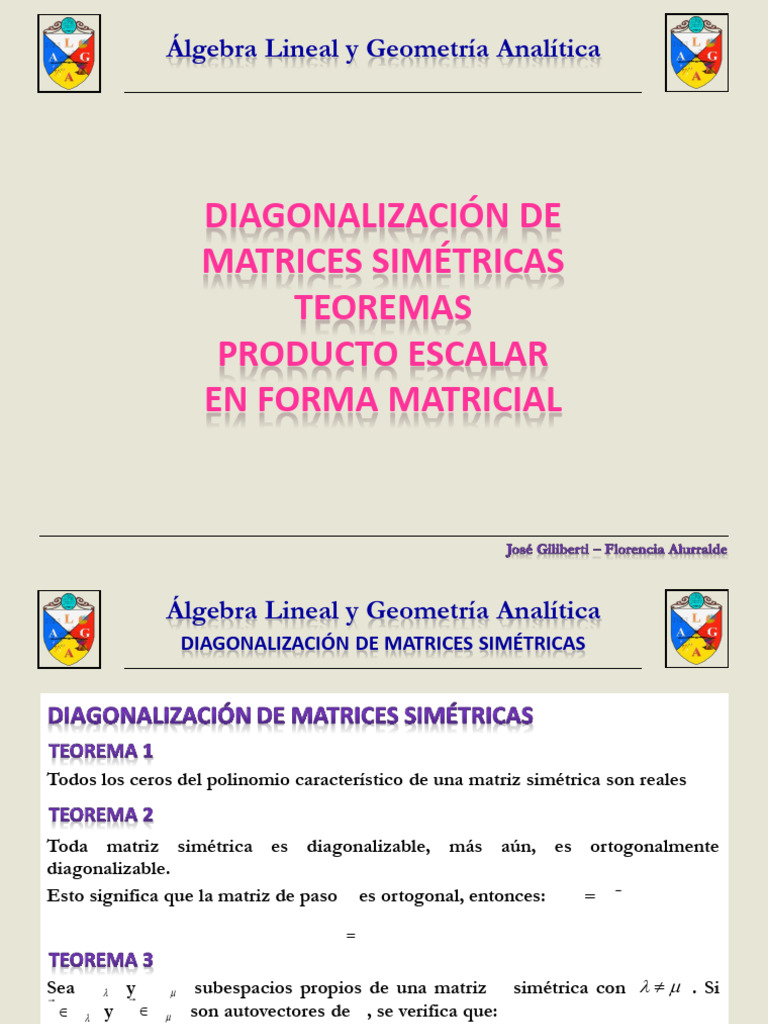 6 Diagonalización de Matrices Simétricas | PDF | Valores propios y vectores propios | Matriz ...