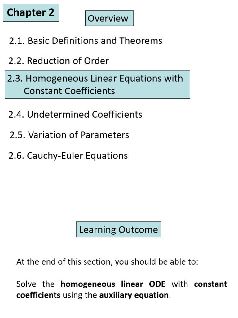 2-Chapter 03-Second Order ODE (Linear with Constant Coefficients) | PDF | Mathematical Objects ...