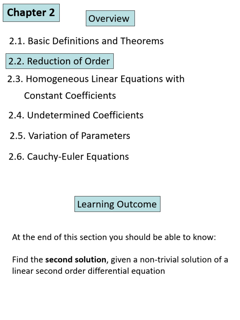 2-Chapter 02-Second Order ODE (Reduction of Order) | PDF | Mathematical ...