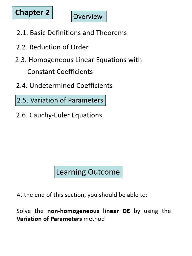 2 Chapter 05 Second Order Ode Variation Of Parameters Pdf