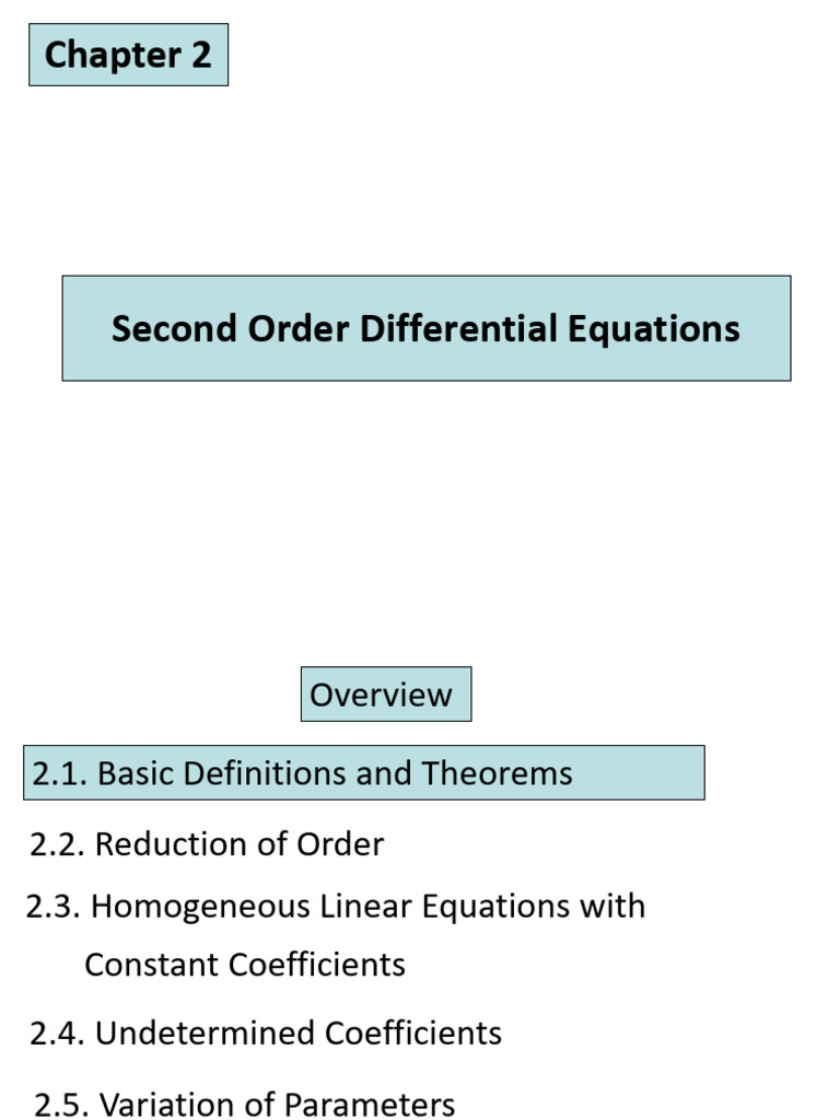 2-Chapter 01-Second Order ODE (Basic Definitions and Theorems) | PDF | Ordinary Differential ...