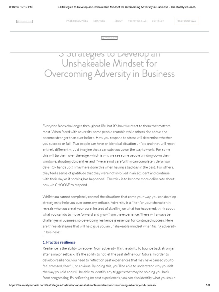 3 Strategies To Develop An Unshakeable Mindset For Overcoming Adversity ...