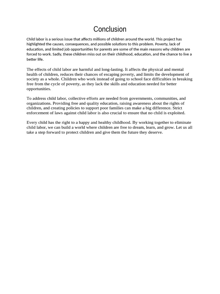 Ending Child Labor: Causes and Solutions | PDF