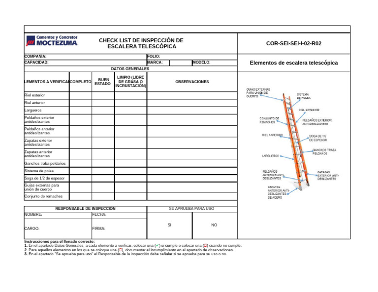 GS-02 Check List de Inspección de Escalera Telescópica COR-SEI-SEI-I-02 ...