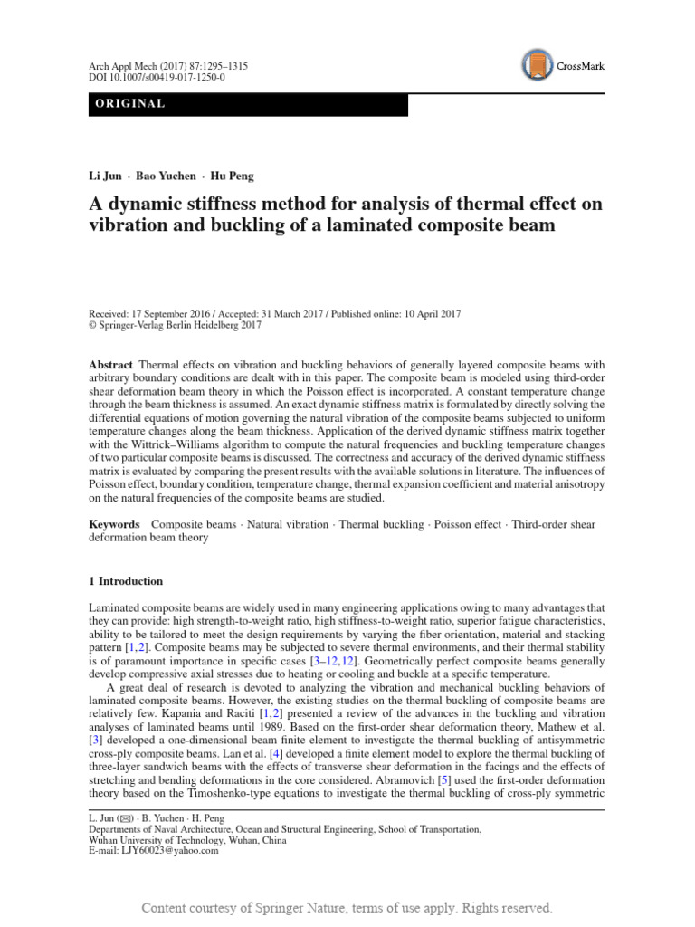 A_dynamic_stiffness_method_for_analysis_of_thermal | PDF | Beam (Structure) | Buckling