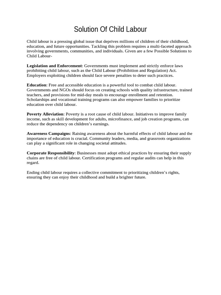 Solution of Child Labour | PDF