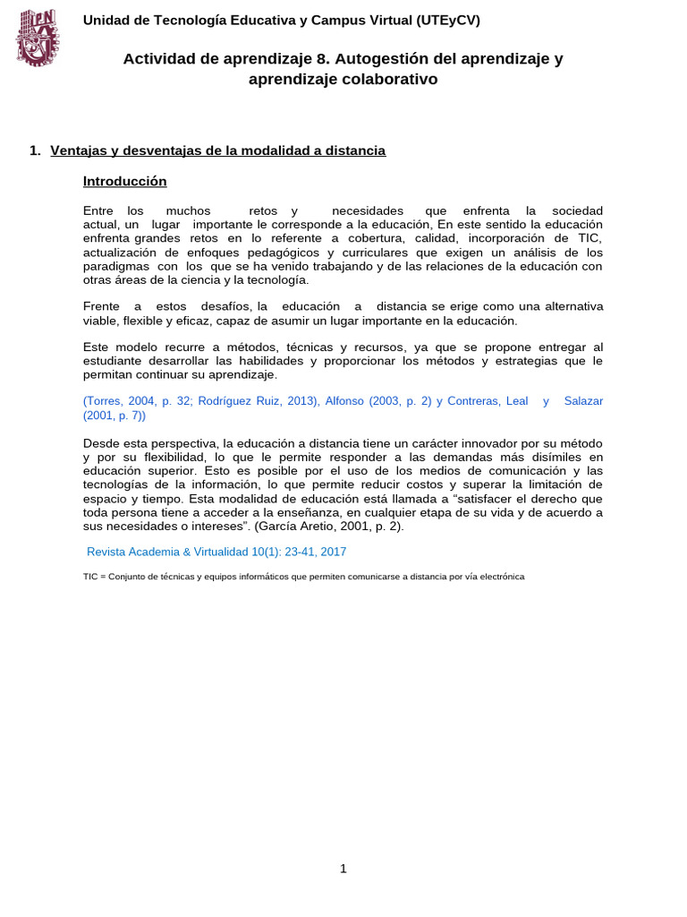 NS Unidad3 Act8 | PDF | Tecnologia Educacional | Aprendizaje