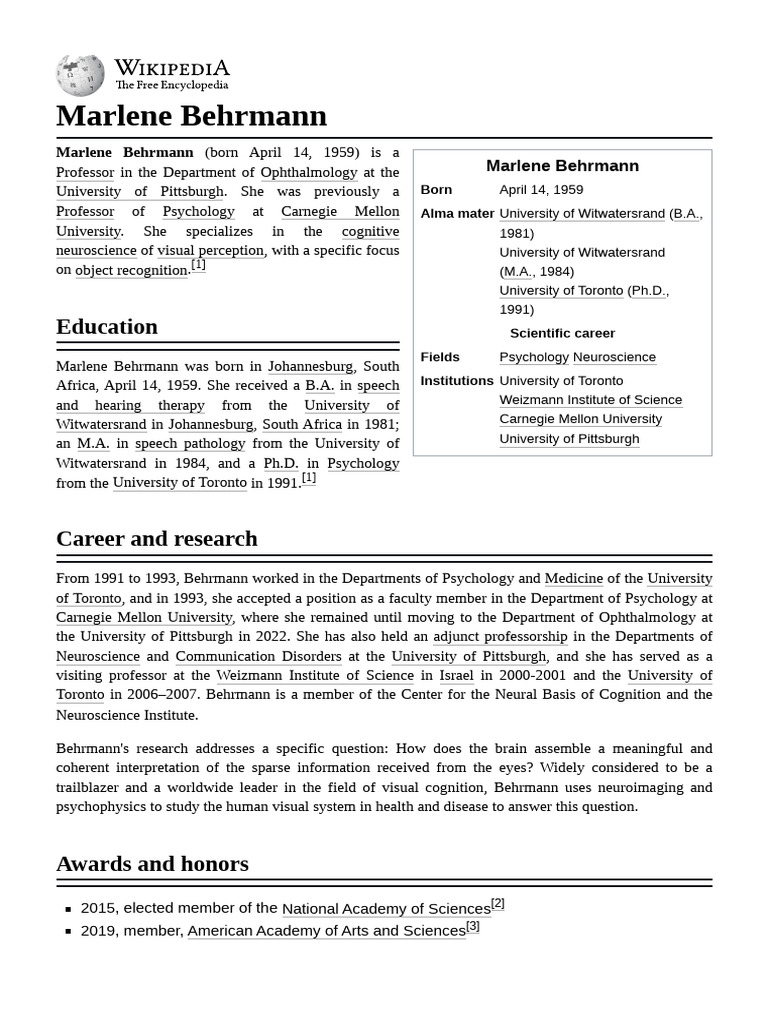 Marlene_Behrmann | PDF | Neuroscience | Neuropsychology
