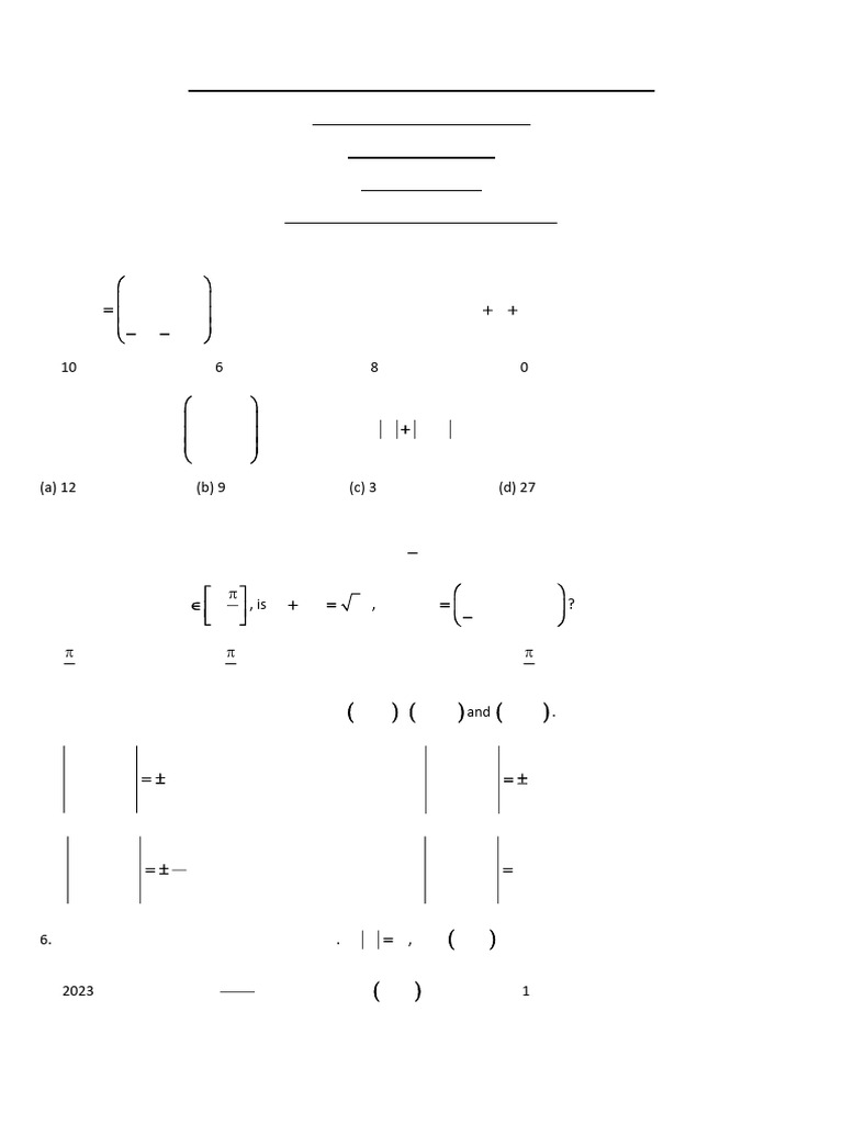 Worksheet On MATRICES and Determinants | PDF | Matrix (Mathematics ...