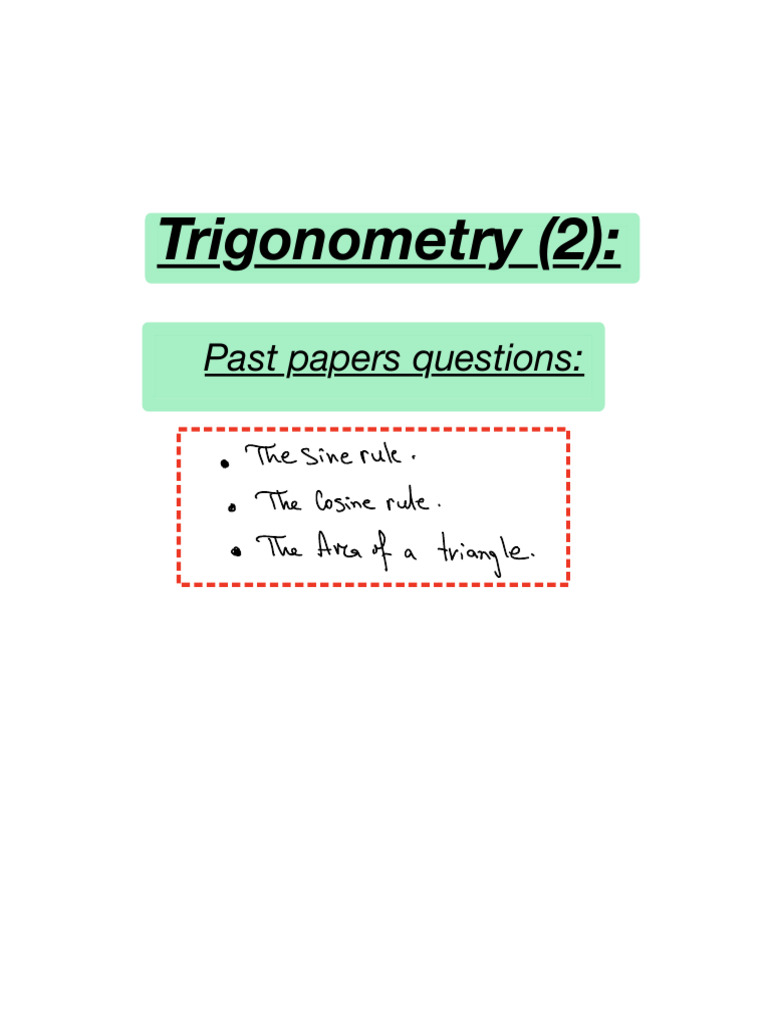Work Sheet Trigonometry (2) 2 | PDF | Trigonometry | Triangle Geometry