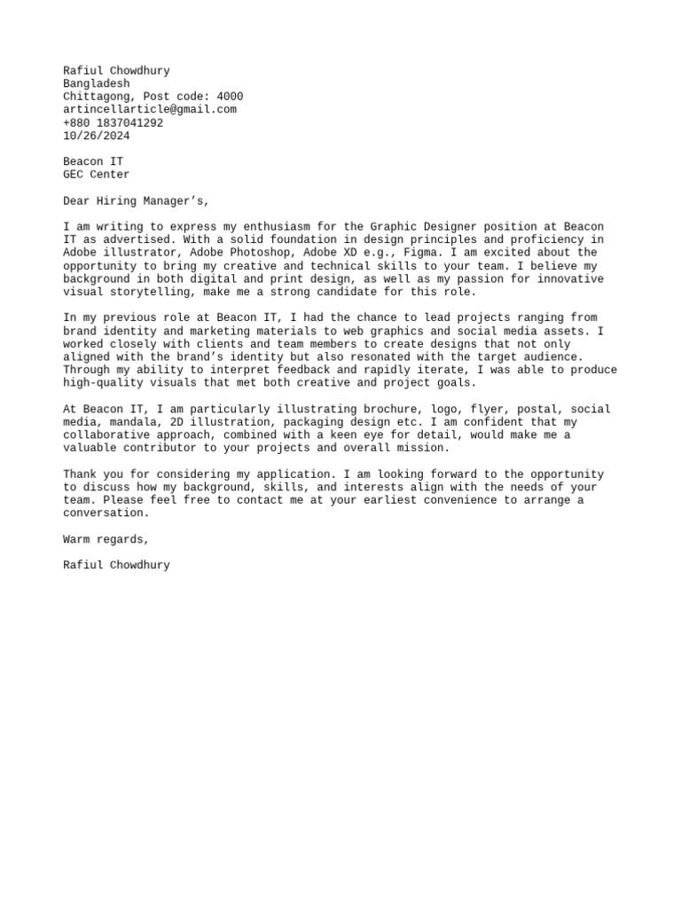 Cover Latter | PDF