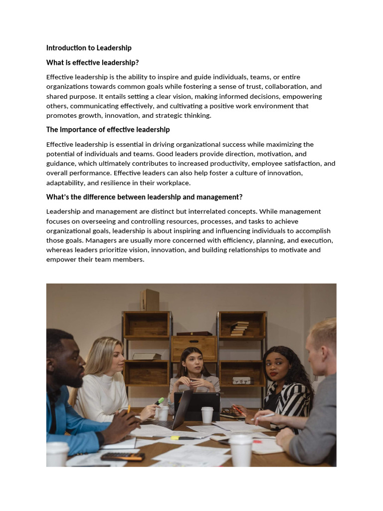 Introduction To Leadership | PDF | Leadership | Goal