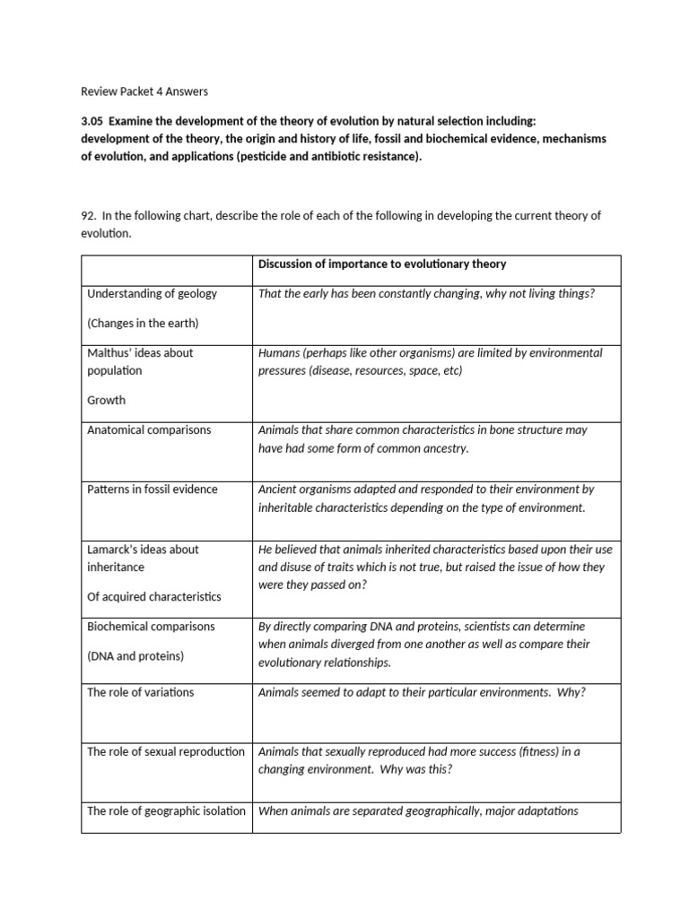 Review Packet 4 EOC Review 2014 Answers | PDF | Natural Selection ...