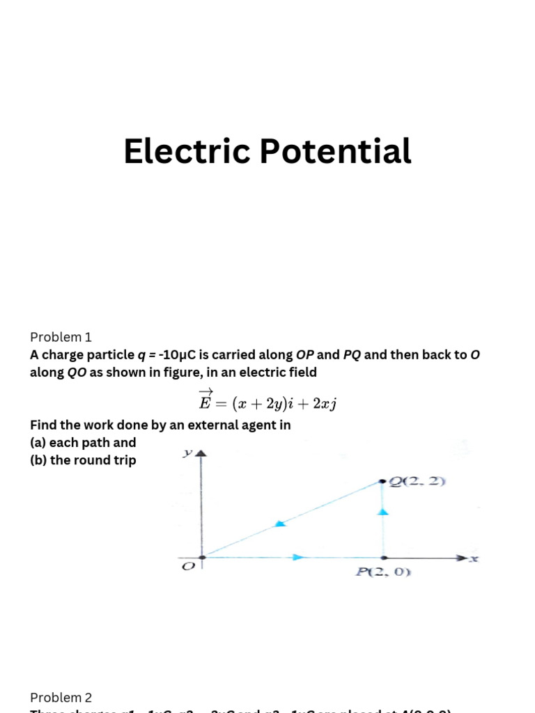 Electric Potential Problems and Solutions | PDF | Proton | Electric Field