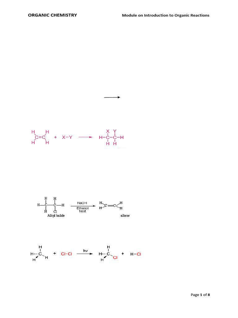 Introduction To Organic Reactions | PDF | Chemical Reactions | Redox