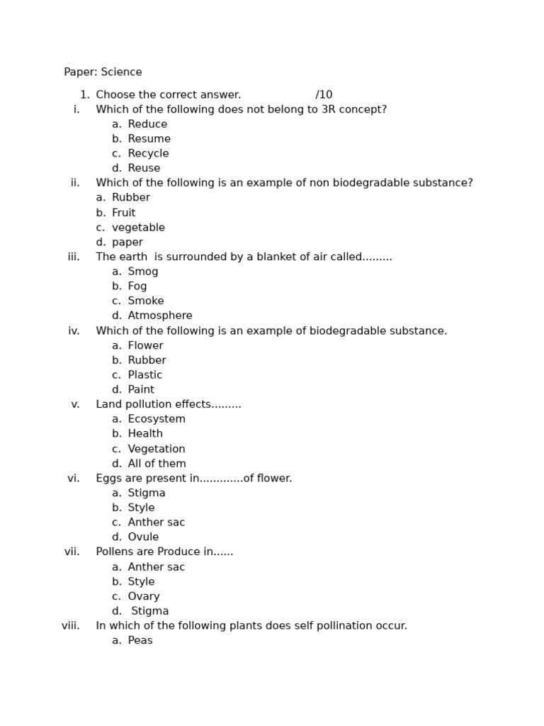 Paper of Science Class 5th | PDF | Flowers | Seed