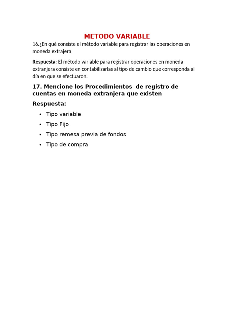 Metodo Variable | PDF