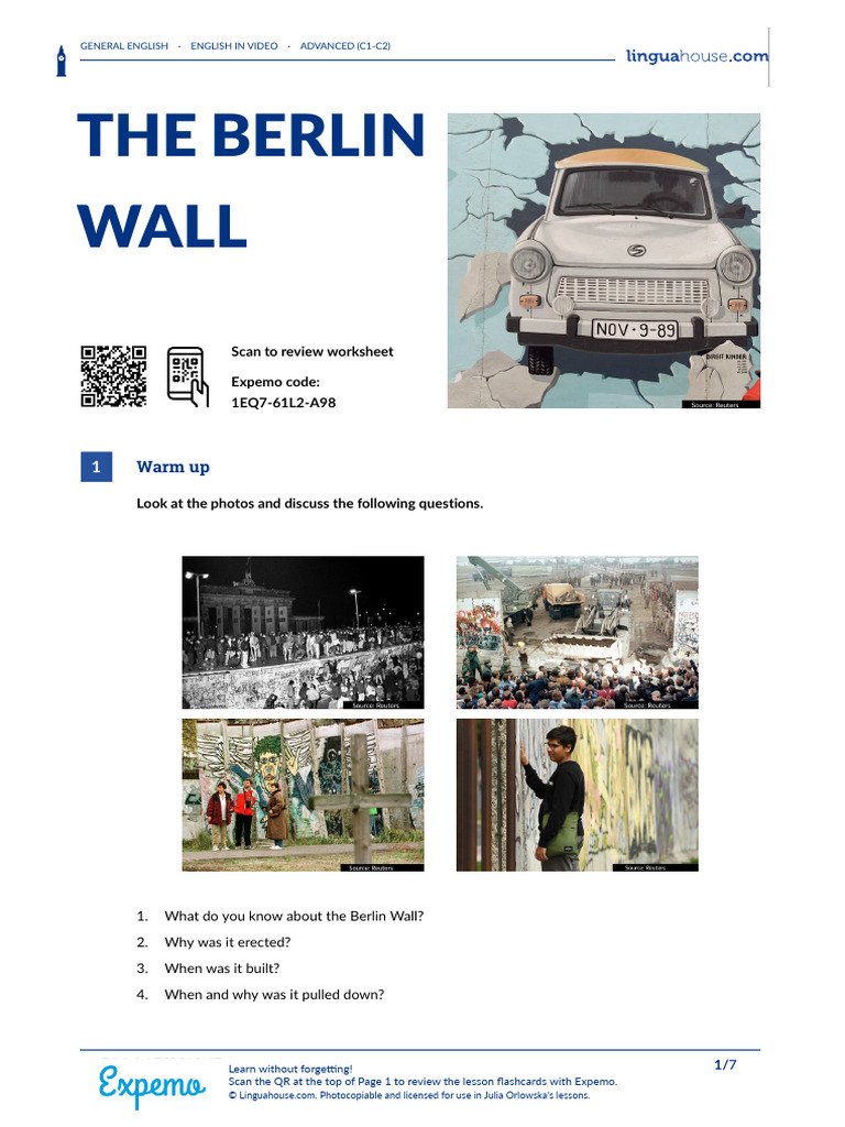Advanced English: The Berlin Wall | PDF | Nazi Germany | Berlin Wall