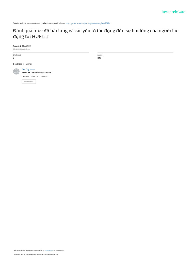 Mức độ hài lòng và các yếu tố tác động đến sự hài lòng tại Huflit | PDF
