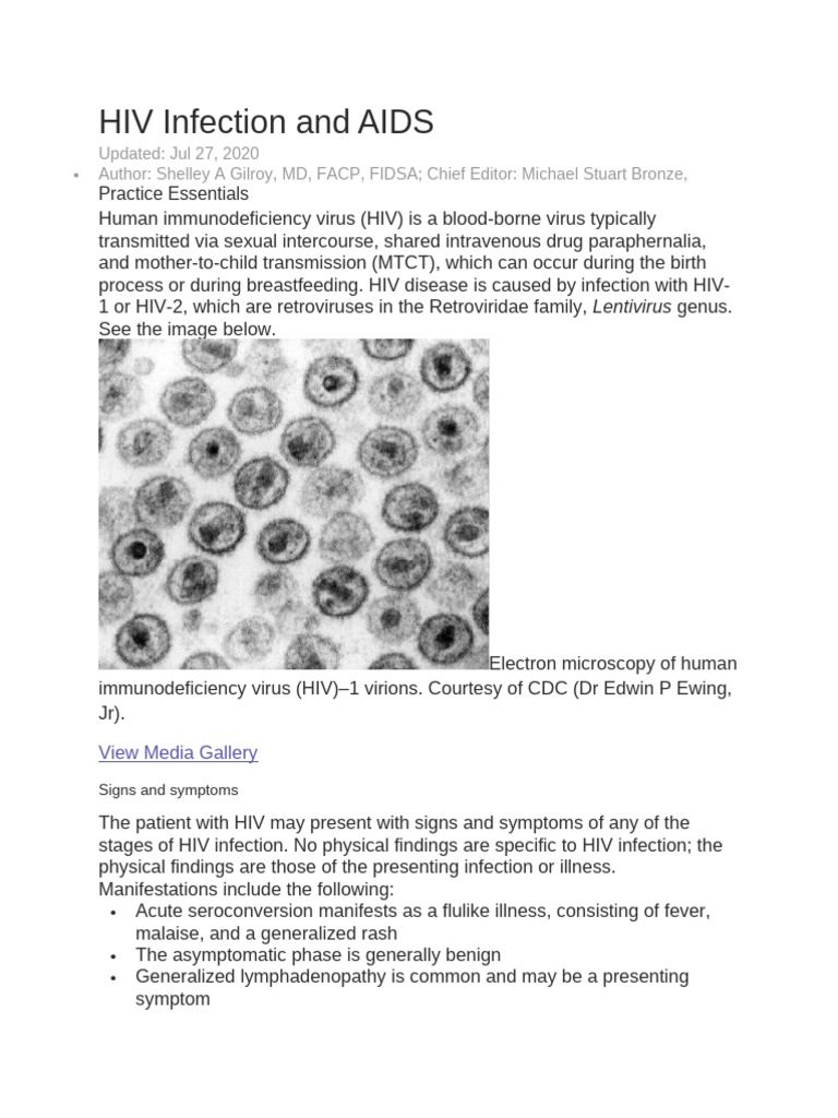 HIV Infection and AIDS - EMEDICINE.2020 | PDF | Hiv/Aids | Diagnosis Of ...