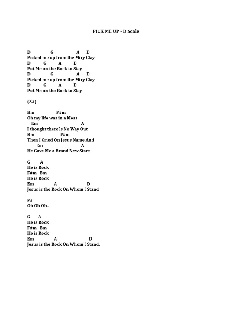 Pick Me Up - D Scale Lyrics | PDF