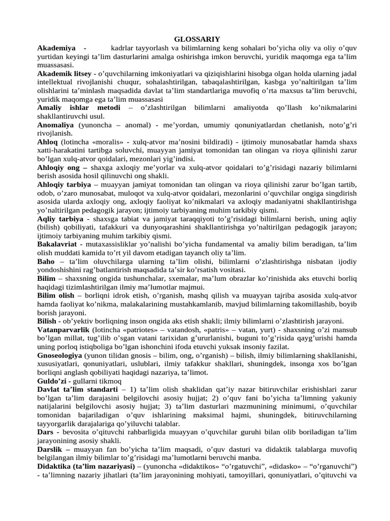 Portal.guldu.uz GLOSSARIY | PDF