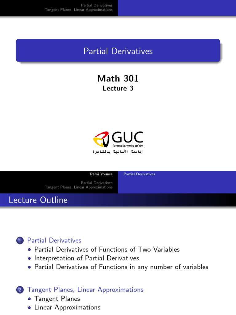 Lecture 3 (Partial Derivative Equations, Linear Aproximization) | PDF ...