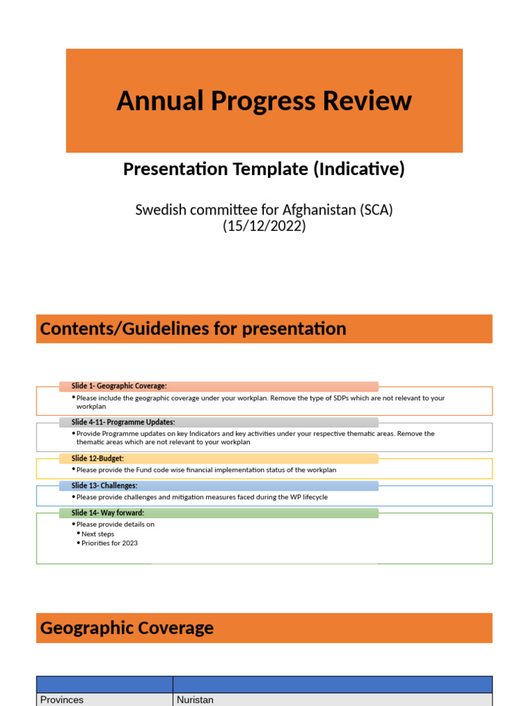 Presentation Template (Indicative) - Annual Progress Review | PDF ...