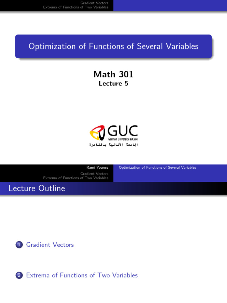 Lecture 5 (Optimization of Functions of Several Variables) | PDF ... Lecture 5 (Optimization of Functions of Several Variables) | PDF ...