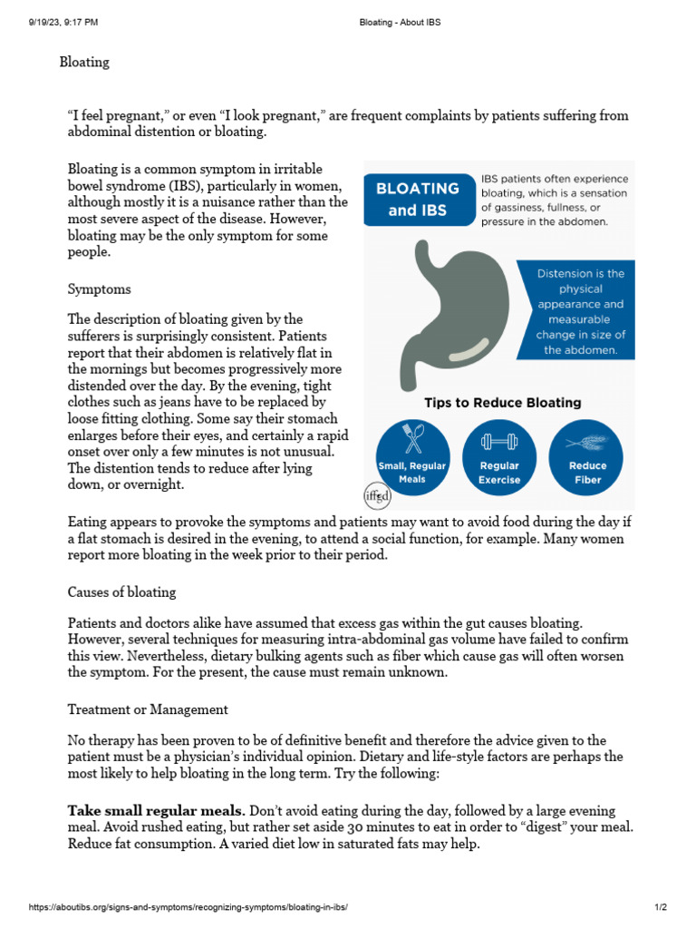 Bloating - About IBS | PDF | Bloating | Irritable Bowel Syndrome