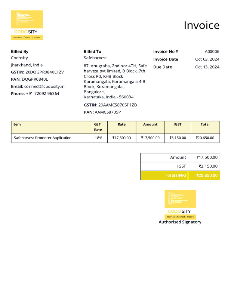 September Invoice | PDF