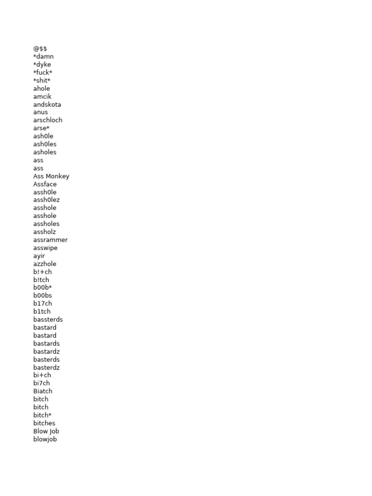 List of Swear Words | PDF | Slang | Vocabulary