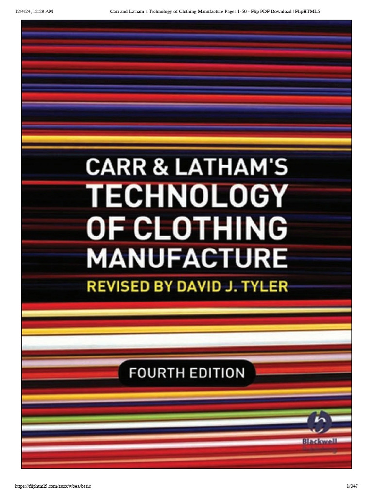 Carr and Latham's Technology of Clothing Manufacture Pages 1-50 - Flip ...