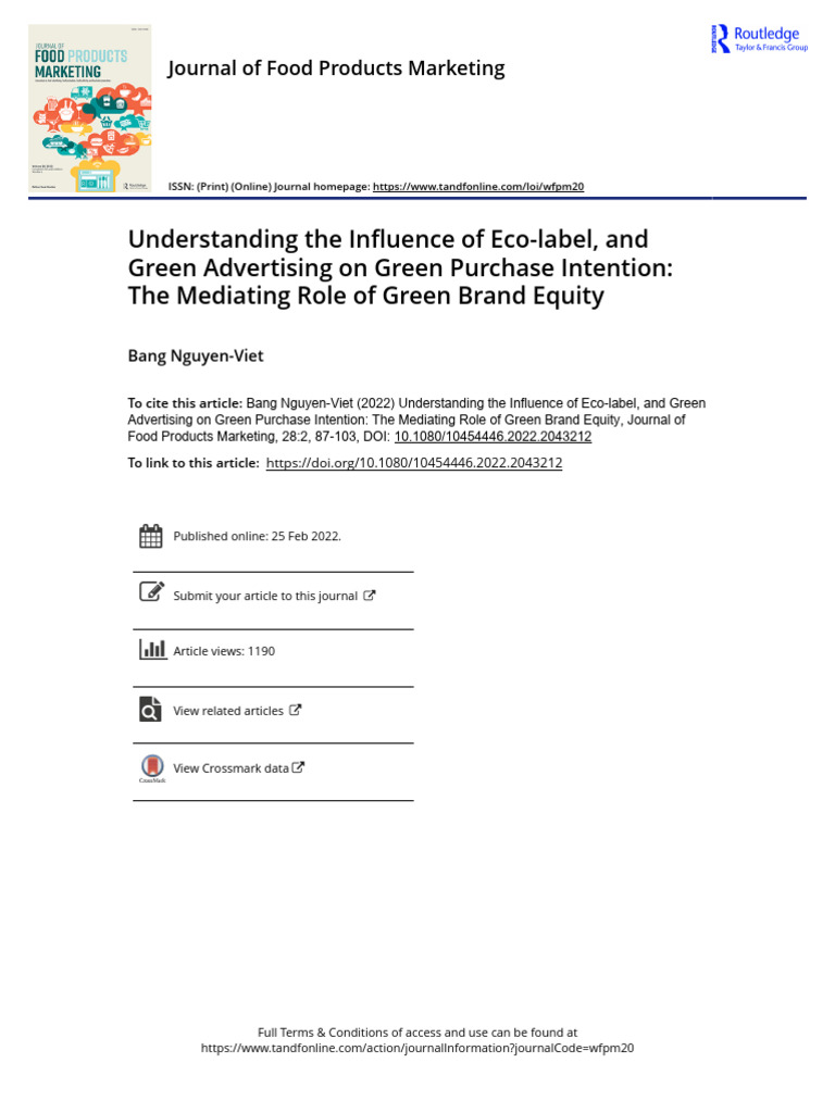 Understanding The Influence of Eco Label and Green Advertising On Green Purchase Intention The ...