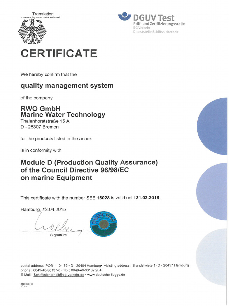 1.4.1 Module D Certificate 2018 | PDF