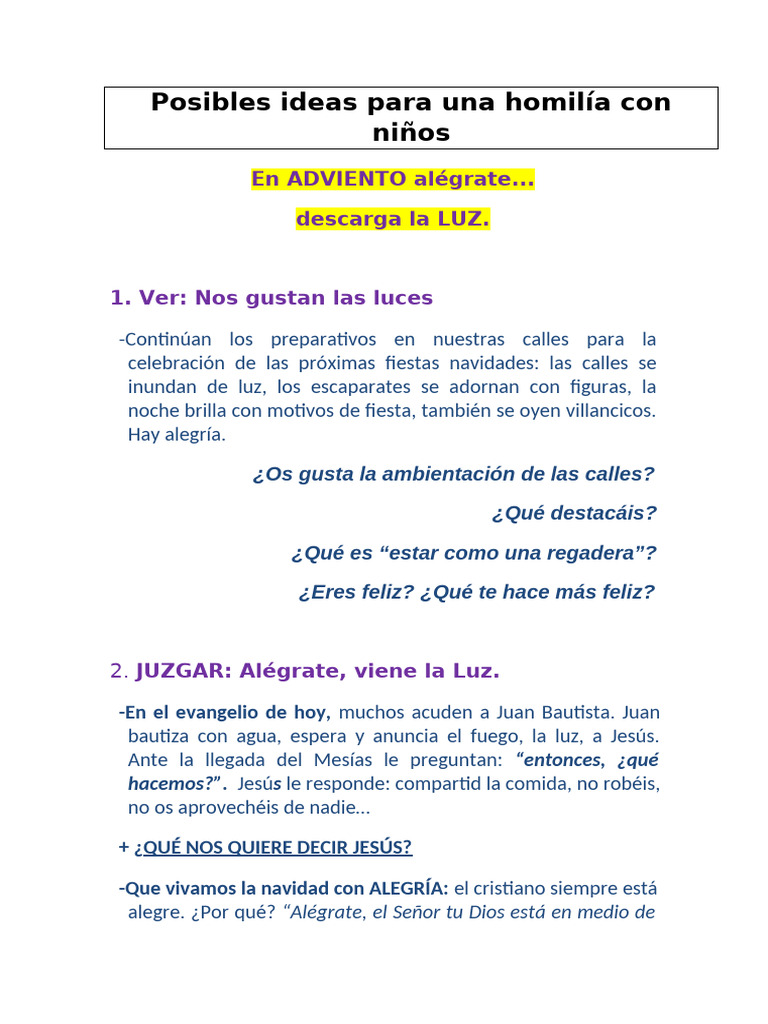 Ideas para La Homilía Con Niños | PDF | Jesús | Navidad