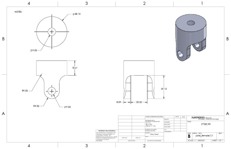 Universal Joint 2D Technical Drawing | PDF | Metals | Building Materials