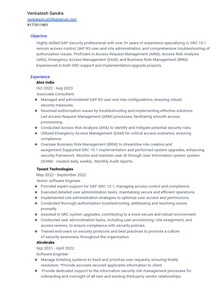 Vekatesh Grc Resume | PDF | Regulatory Compliance | Risk Management