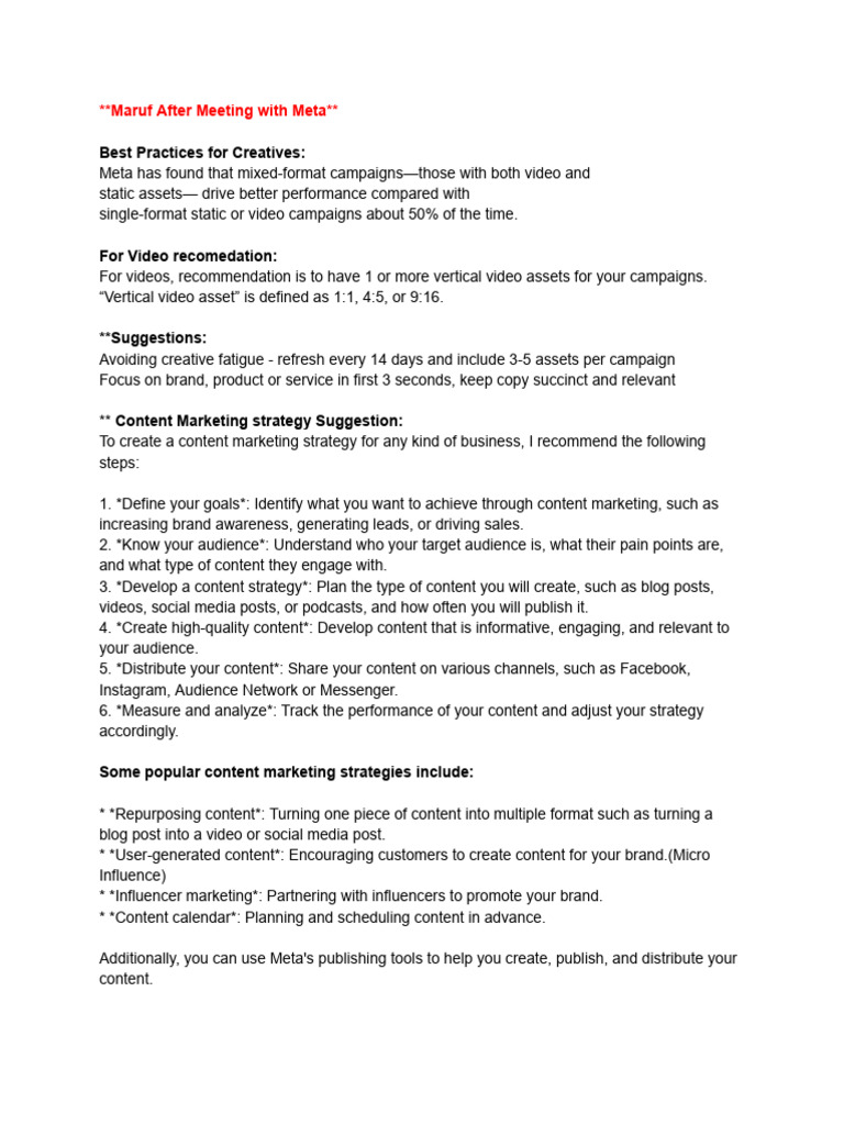 Maruf After Meeting With Meta | PDF | Brand | Target Audience