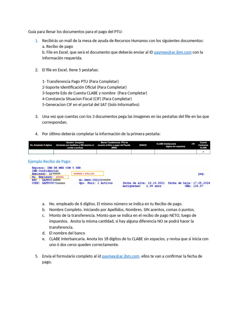 Guia_COMER_para_llenar_doctos_pago_PTU_2023_1 | PDF