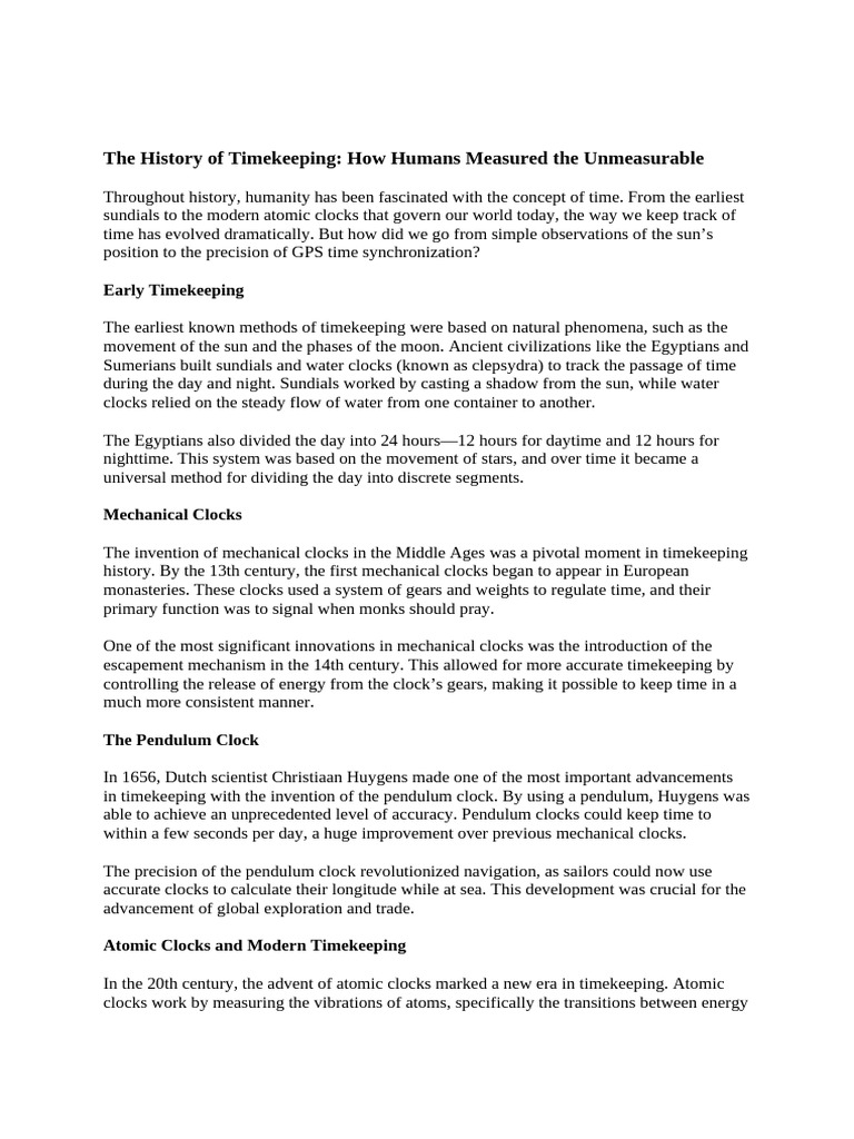 Evolution of Timekeeping Methods | PDF | Clock | Time