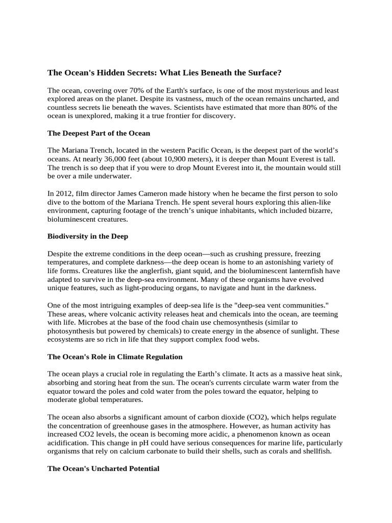 The Ocean | PDF | Oceans | Ocean Acidification