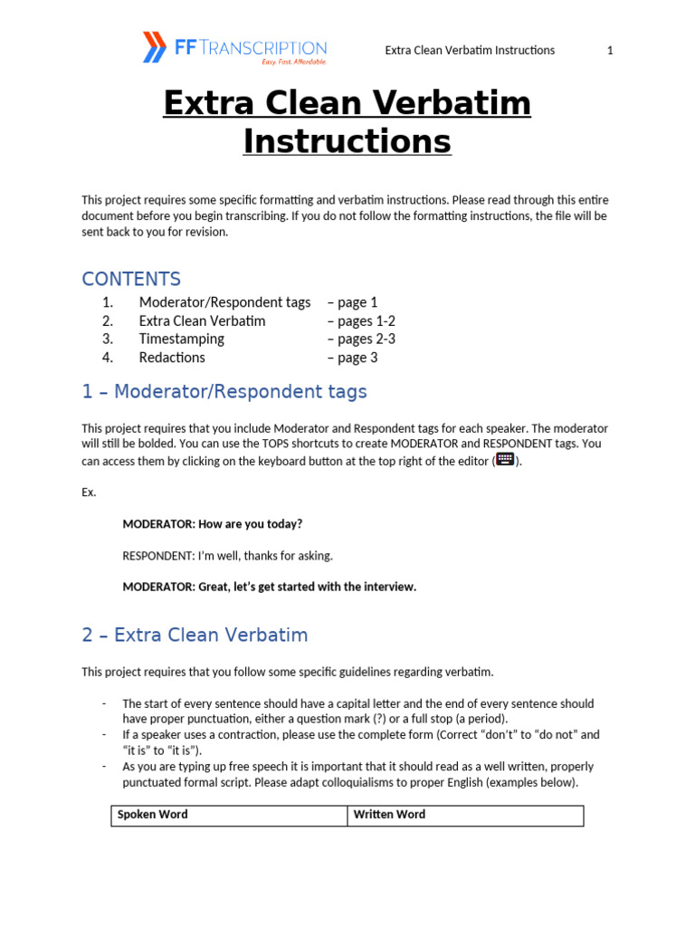 Extra Clean Verbatim Instructions | PDF | Human Communication