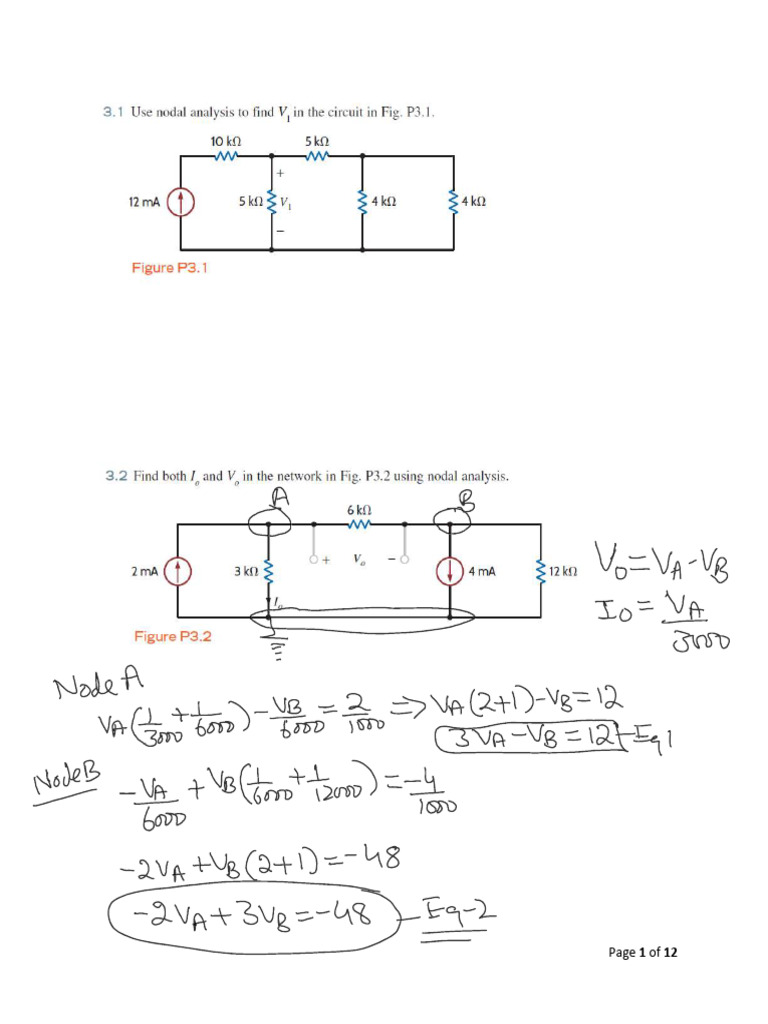 Sample Problems From Chapter 3_Nodal Analysis_Partial Solution2 | PDF