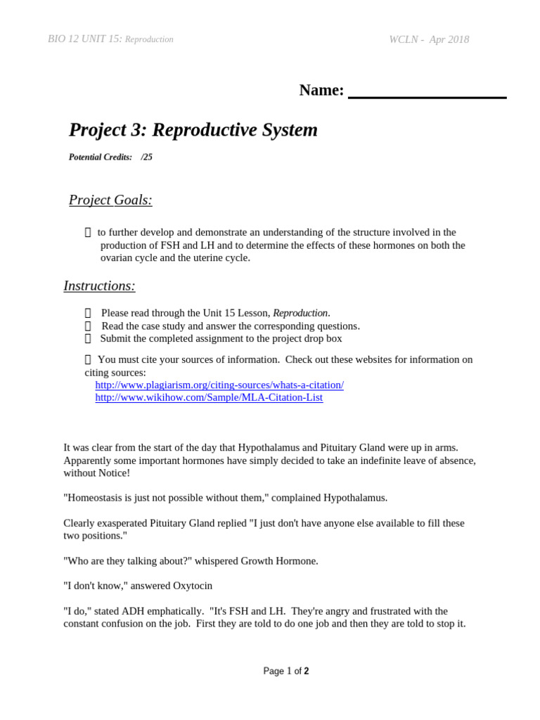 BCLN - Bio12 - U15P3 Human Reproduction Submitted Studu Pool | PDF | Menstrual Cycle ...